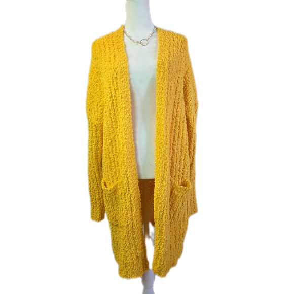 Sweaters | Nwt Cozy Yellow Openfront Popcorn Cardigan | Poshmark